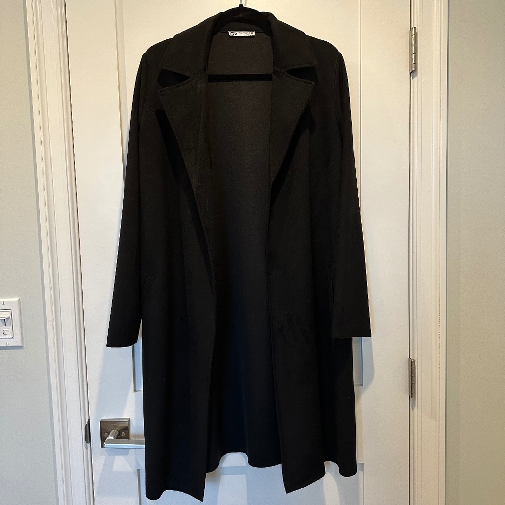 Zara Black Open Trench Coat - Gem
